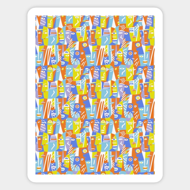 Cubist ethnic faces lavender yellow - Ethnic - Sticker | TeePublic Cubist ethnic faces lavender yellow - Ethnic - Sticker | TeePublic